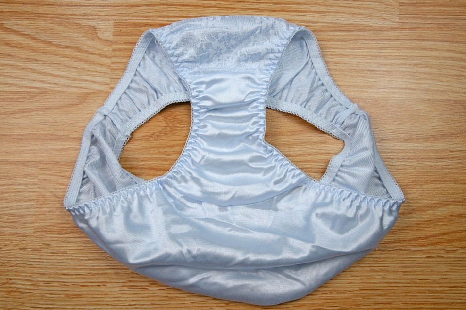 VINTAGE JAPANESE NYLON SHINY SLIPPERY PRETTY CUTE LIGHT BLUE PANTY ...