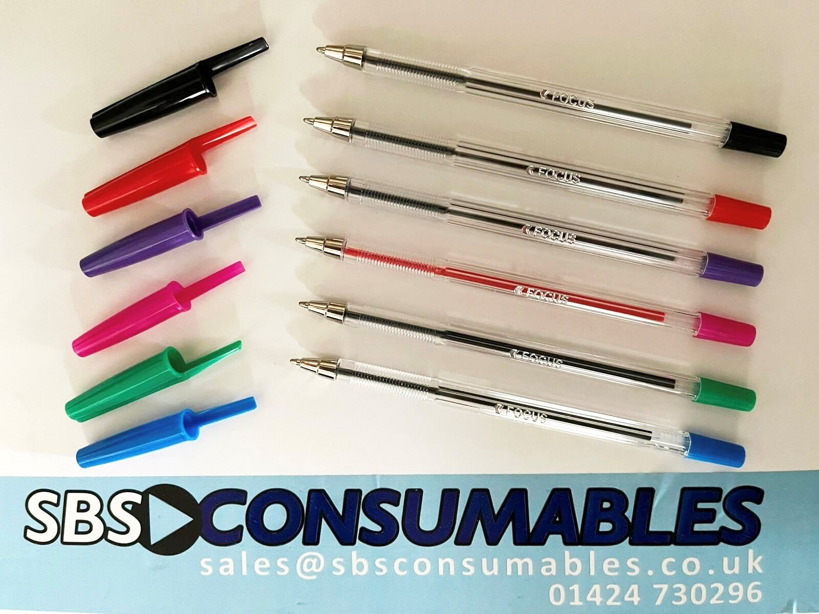 PACK 20 Ball Point Medium Focus Pens Black, Blue, Red, Pink, Green ...