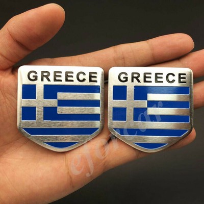 2Pcs/set Greece Greek Shield Flag Car Badge Motorcycle Gas Tank Sticker ...