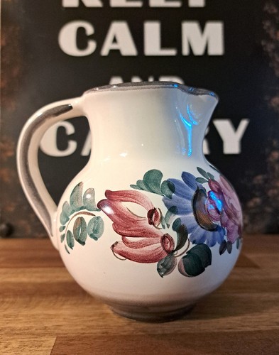 Vintage Gmundner Keramik Ceramic Pitcher Floral Blooms Handmade in ...