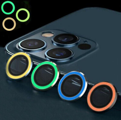 Luminous Camera Lens Protector Metal Ring For iPhone 17 16 15 14 13 12 ...