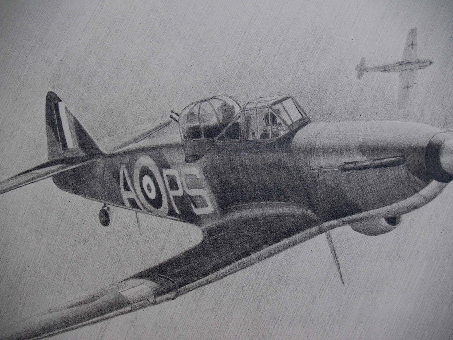 Original Aviation Art: Boulton-Paul Defiant, Pencil drawing, aviation ...