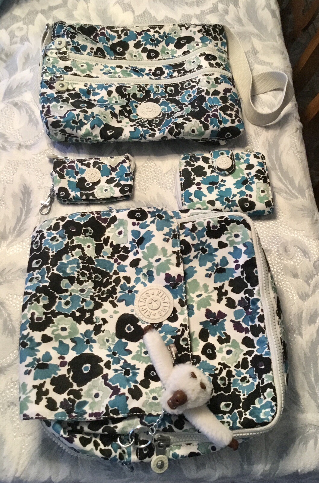 Kipling Field Flower Rare 4 Piece Matching Set Backpa… - Gem