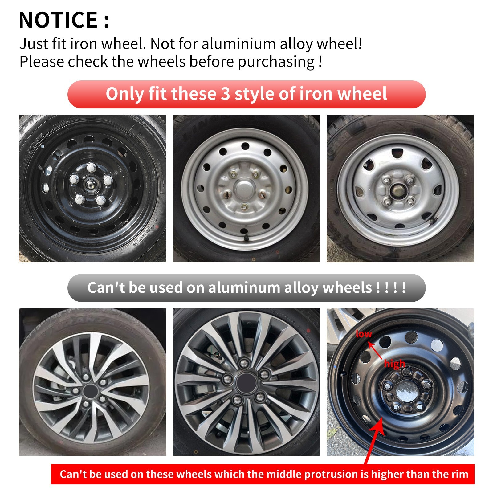 17 inch Wheel Cover Set of 4 Rim Cover for Iron Rim Wheel Hub Blade ...