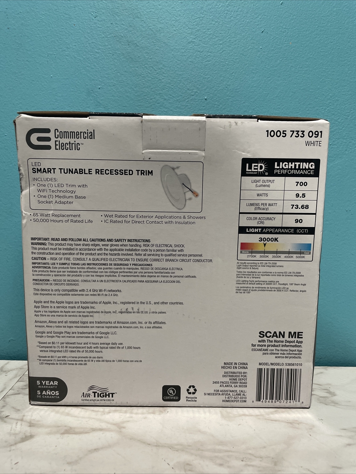 4pk Commercial Electric 5 In./6 In. Smart Color Select CCT LED Recessed ...