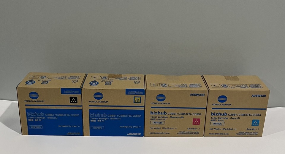 Konica Minolta TNP49 Toner Cartridge Set Yellow Magenta Cyan Black ...