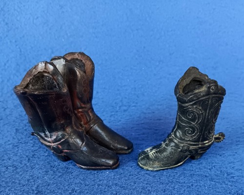Vintage Miniature Cast Bronze Cowboy Boots w/Spurs ~Figurine Western ...
