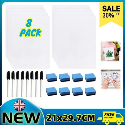 A4 Whiteboard Double Sided Dry Wipe White Board Office Home Memo Notice ...