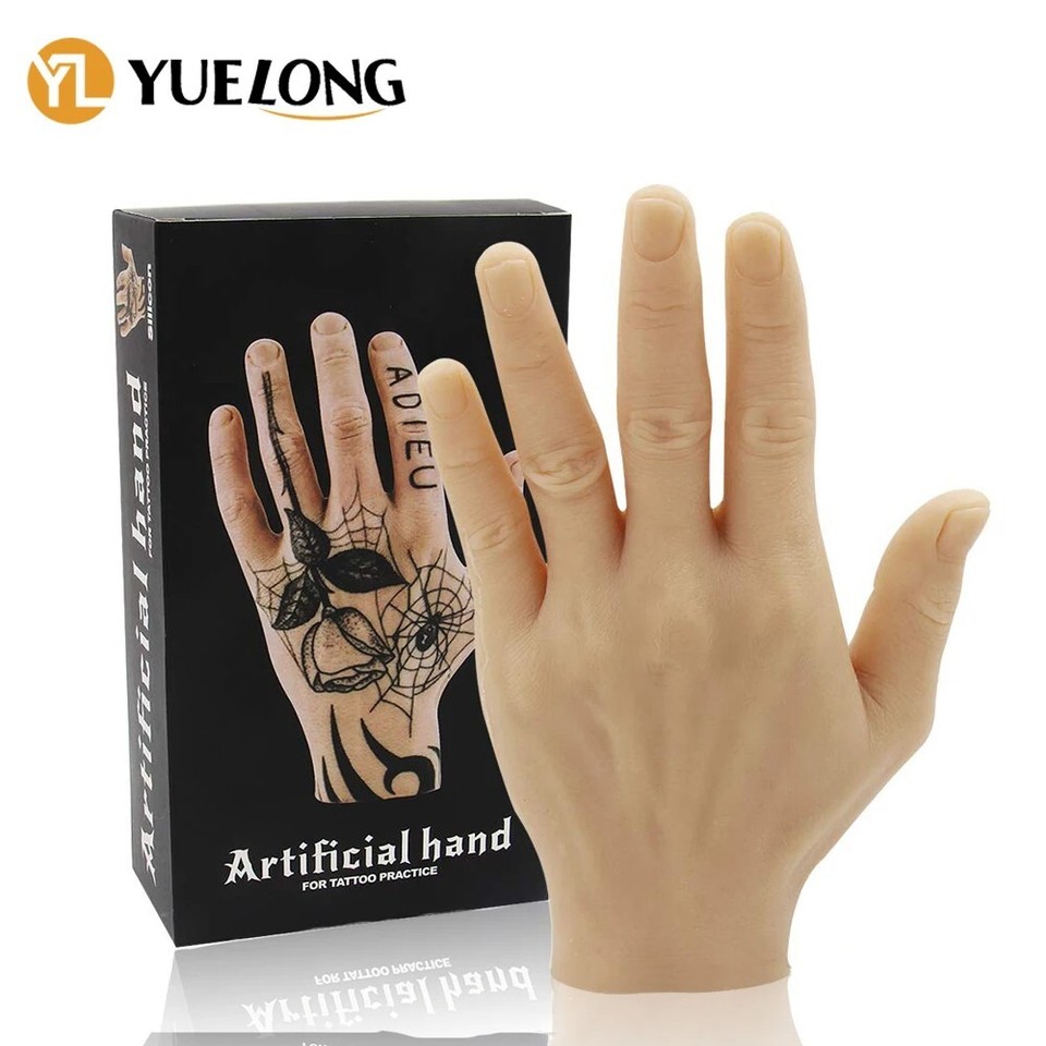 Premium SOFT Silicone Tattoo Practice Hand Synthetic Dummy Fake Skin ...