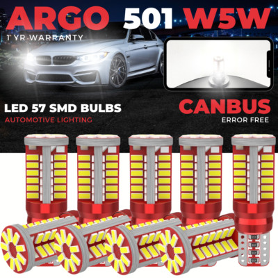 W5w 501 Led Car Bulb Xenon White 57 Smd Error Free Canbus Interior T10 ...