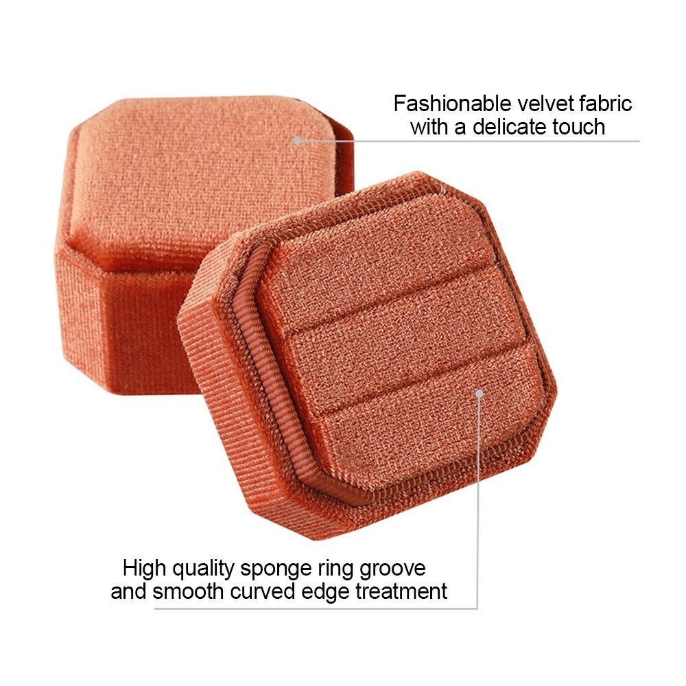 Octagon Square Double Ring Storage Case Ring Display Box Engagement | eBay