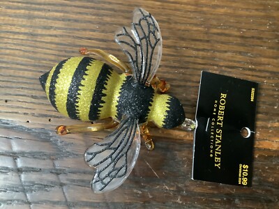 Robert Stanley Glass Glitter Bumble Honey Bee Ornament NWT | eBay