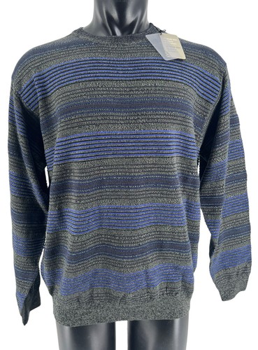 NWT Leo Chevalier Design SWEATER Mens Stripe Crew Neck Vintage LARGE | eBay