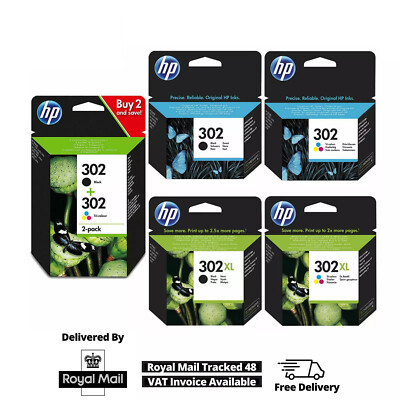 Original HP 302 & 302XL Black & Colour Ink Cartridges For DeskJet 2130 ...