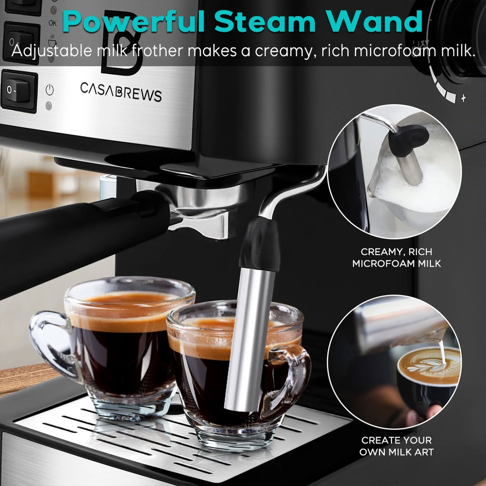 Casabrews Espresso Coffee Machine w/Milk Frother Wand, Black & Silver(For Parts) | eBay