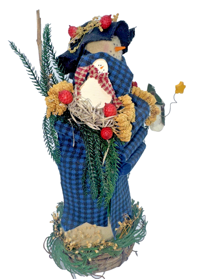 Primitive Handmade Snowman Figurine Country Winter Decor Folk Art ...