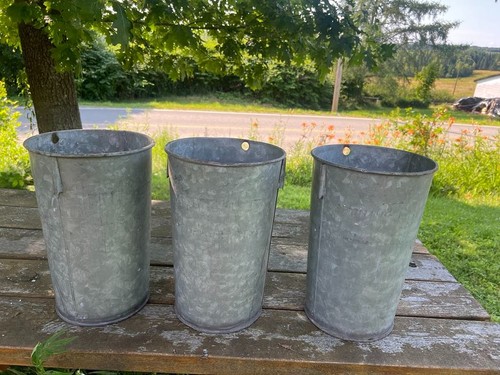 VINTAGE 3 Maple Syrup OLD Galvanized Sap Buckets 13" High LARGE HIGH | eBay