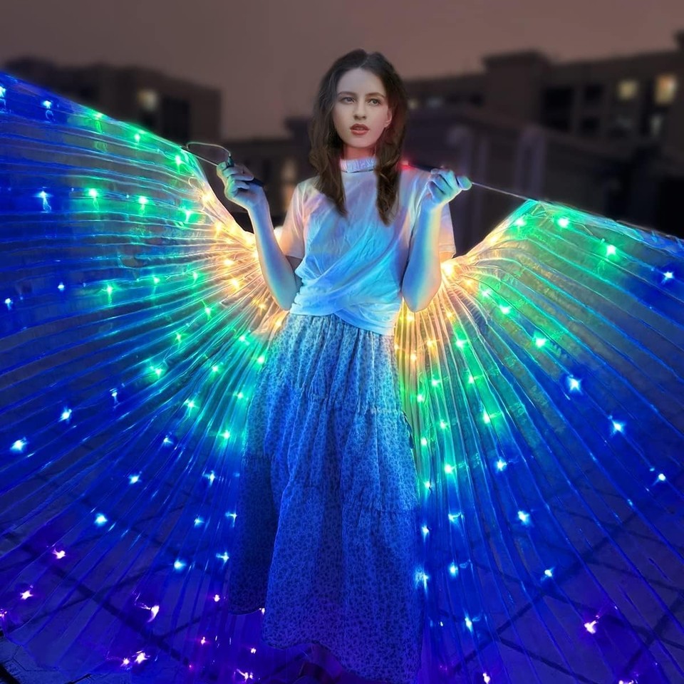 LED Isis Wing - Belly Dance Glow Light Up Costume Party Club Wear Angel ...