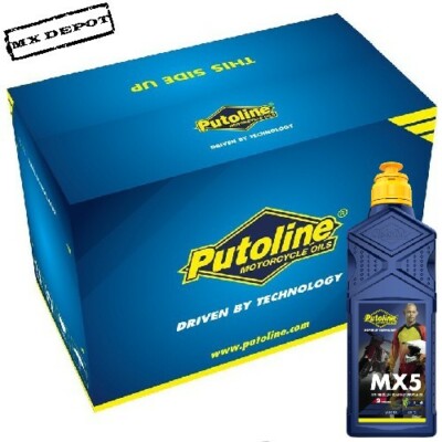 PUTOLINE MX5 SYNTHETIC 2 STROKE MOTOCROSS OIL 12x1 LITRE BOTTLES FULL ...