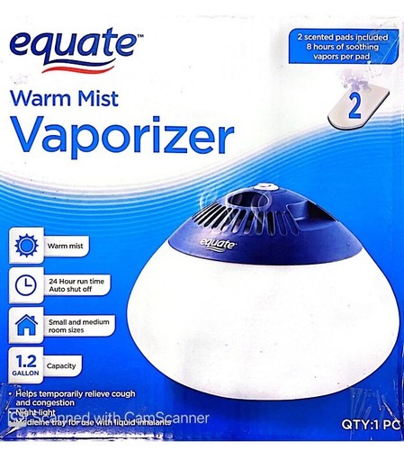 EQUATE Warm Mist Vaporizer with Night Light - White/Blue for sale ...