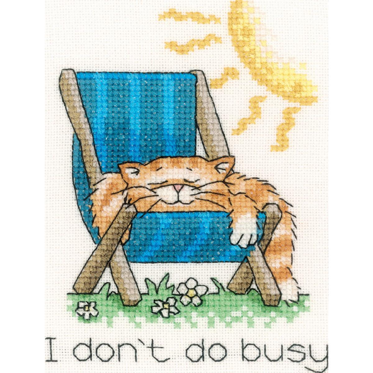 Heritage counted cross stitch kit evenweave fabric "I Don't Do Busy (L ...