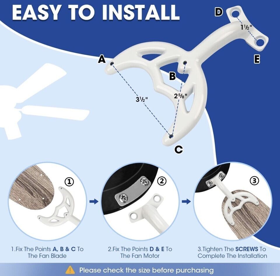 36” & 42” WHITE CEILING FAN BLADE ARM REPLACEMENT BRACKET GENUINE OEM ...
