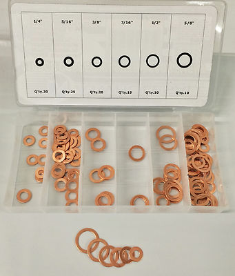 110pc Copper Washer Assortment Flat Ring Oil Brake Line SAE | eBay