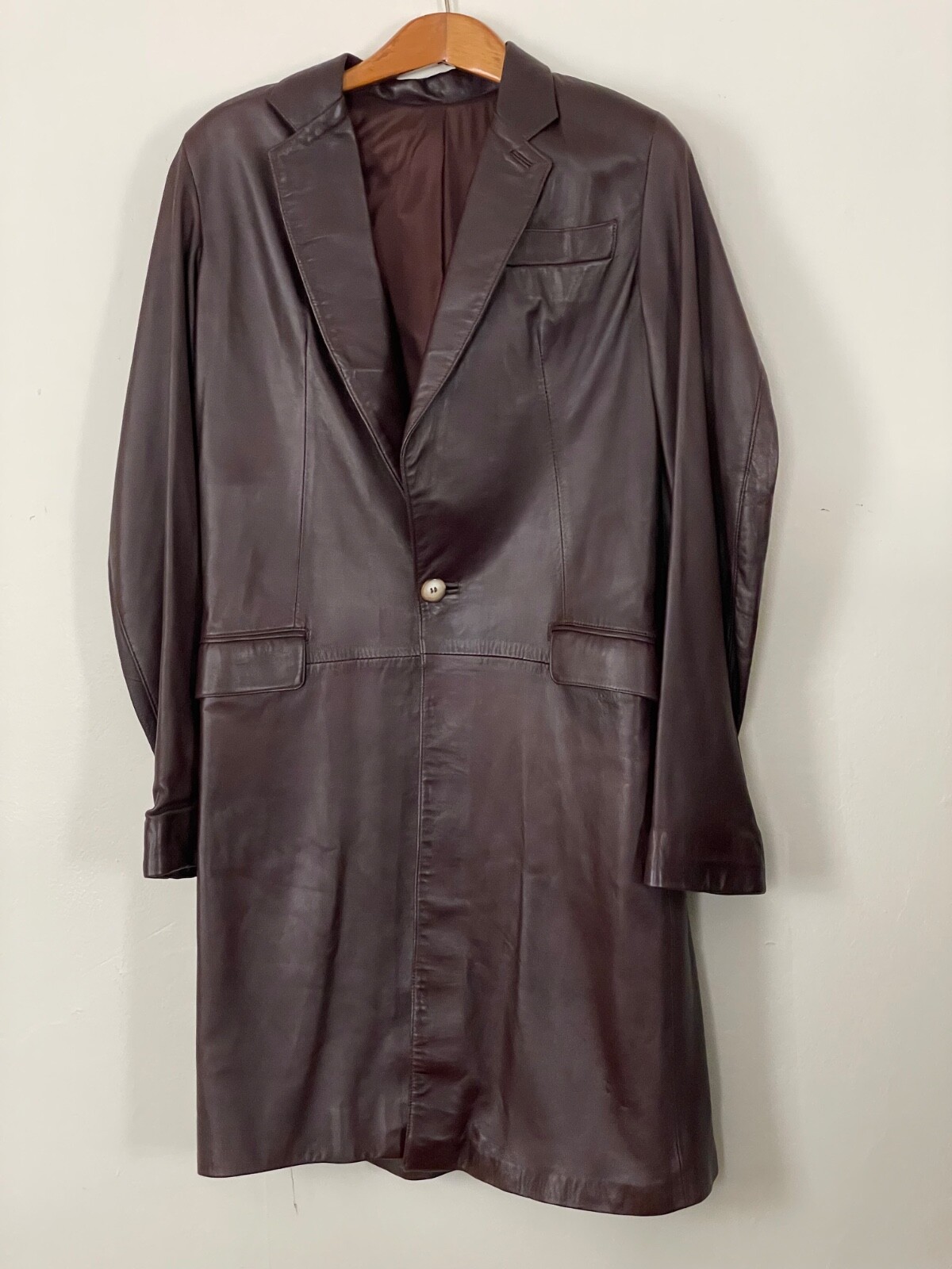Men's Vintage Italian Leather Long Coat - Gem