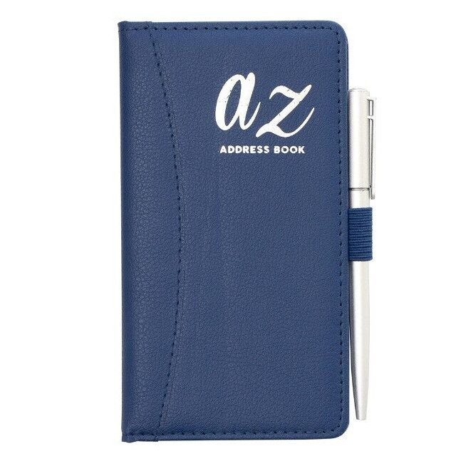 Telephone Address Book A-Z Index Hard Back Cover Slim Navy Address ...