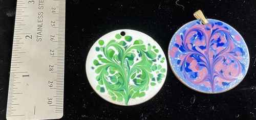Inga Carlson Signed 2-Sided Enamel Pendants | eBay