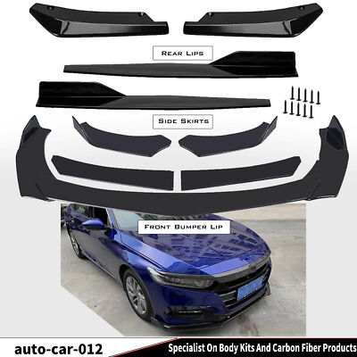 Glossy Black Front Bumper Lip Splitter Lower Spoiler Body Kit For Honda ...
