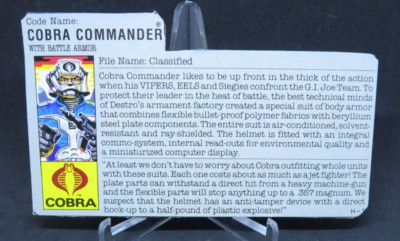 Cobra Commander File Card 1987 Gi Joe Vintage DC | eBay