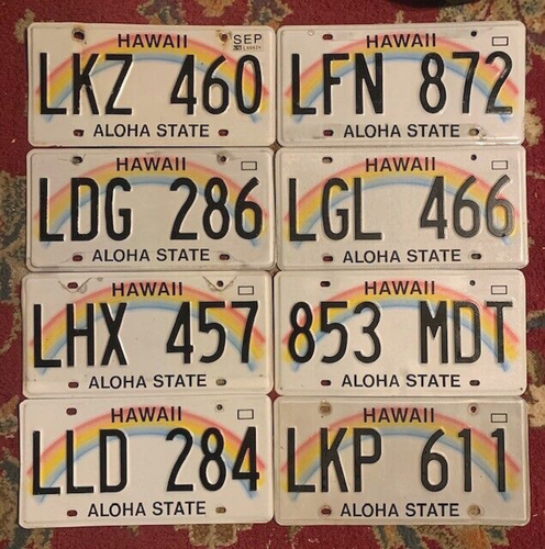1 HAWAII RAINBOW GRAPHIC LICENSE PLATE ALOHA STATE CRAFT CONDITION ...