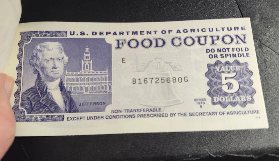 Food Stamp Coupon ONE $7.00 UNC book 1978 B M/C E B16725680G USDA SCRIP ...