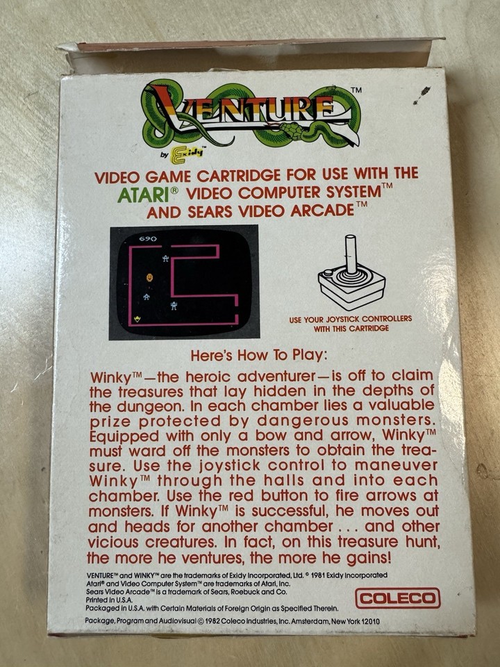 VENTURE Atari 2600 Game Complete in Box CIB - Nice Label! | eBay
