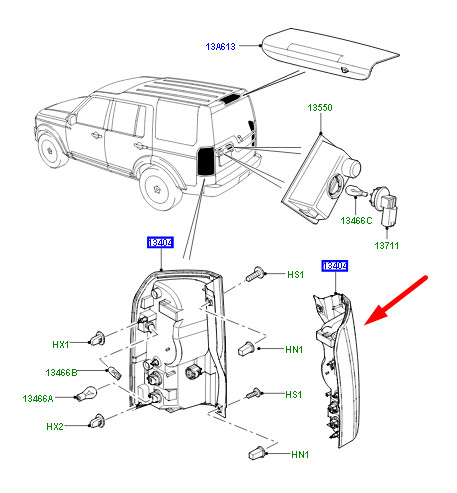 Land Rover Discovery IV L319 Rear Left Taillight LR052397 OEM for sale ...