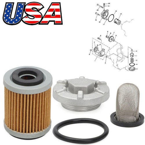 Oil Drain Plug Strainer Oil Filter Set For Yamaha Big Bear 350 Kodiak ...
