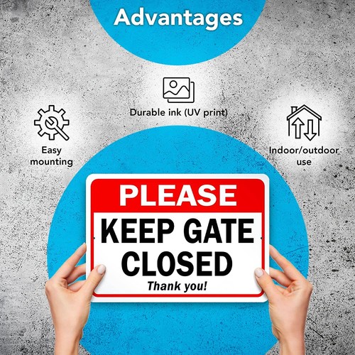 2 PC Please Keep Gate Closed Sign, Please Close Gate Sign, Keep Locked, 7 x 10 | eBay