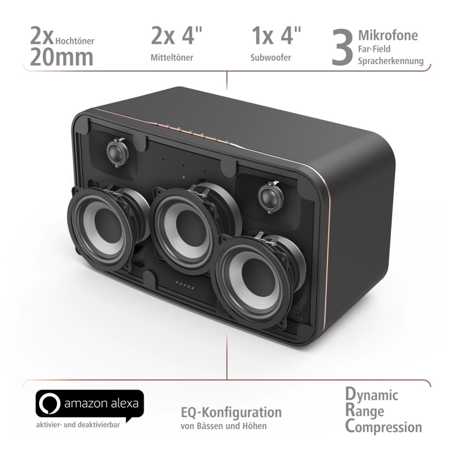 Hama Smart-Speaker SIRIUM WLAN Lautsprecher WiFi mit Alexa Bluetooth ...