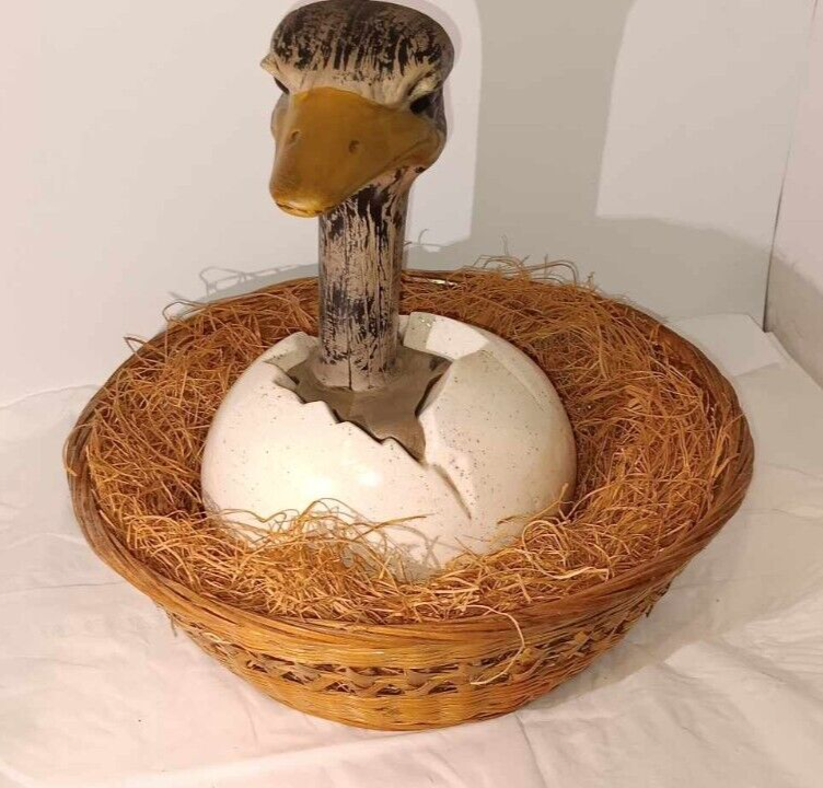 Vintage Ostrich Emu Bird Egg Hatch Ceramic Coin Piggy Bank Two Pieces ...