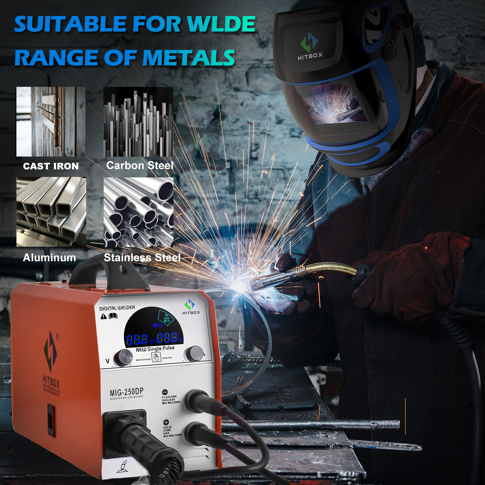 250Amp Aluminum MIG Welder IGBT Inverter ARC MMA Lift TIG 4 IN 1 ...