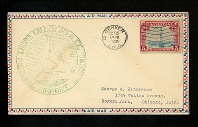 US Postal History Airmail Airport Dedication AAMC #B435 Denver CO 1929 ...