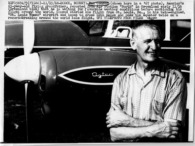 1967 Piper Aztec airplane pilot Max Conrad of Winona MN 8x10 Press ...