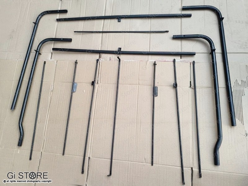 Canvas Half Cabin Soft Top with Frame & Door Frame For Willys Jeep CJ2A ...