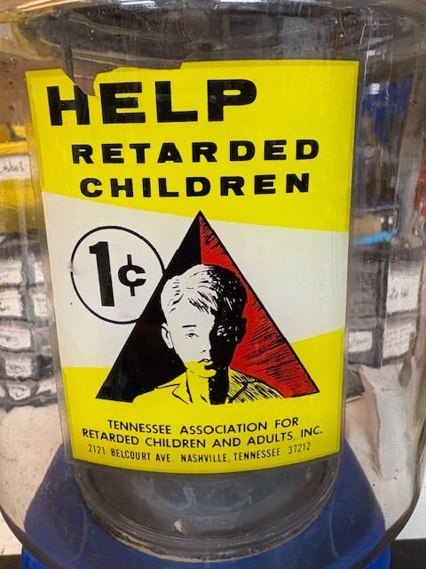 Controversial Vintage Round Glass Gumball Machine Fund Raiser Retarded ...