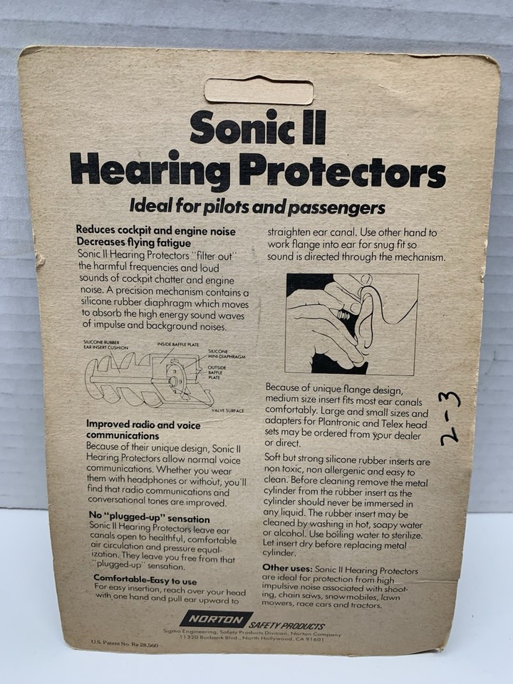 Vtg NOS Sealed Norton Sonic 2 Hearing Protectors Pilots Flying ...