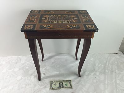 Vintage Reuge Jewelry Table with built in Music Box and Inlaid ...