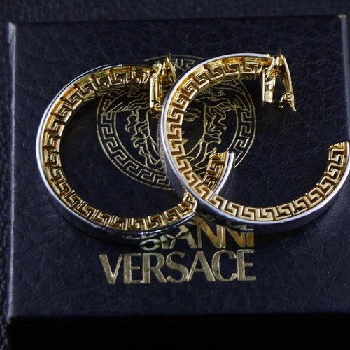 Gianni Versace Clip-on Earrings Hoop Greca Silver Gold Women's ...