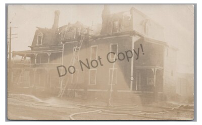 RPPC Holland House Fire Victorian Mansion Firefighting Real Photo ...