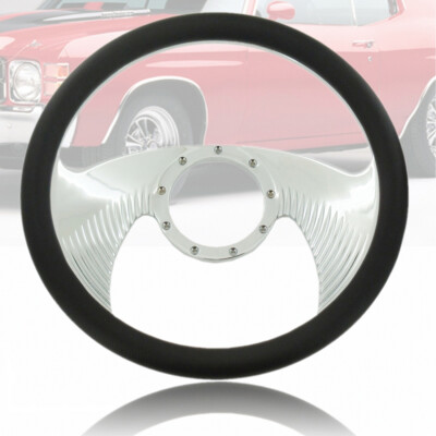 14" Inch Hawk Wing Steering Wheel w/ Interchangeable Black Leather Skin ...